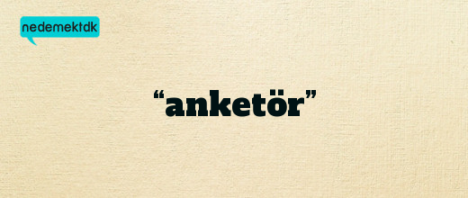 anketör ne anlama gelir – Ne Demek Tdk